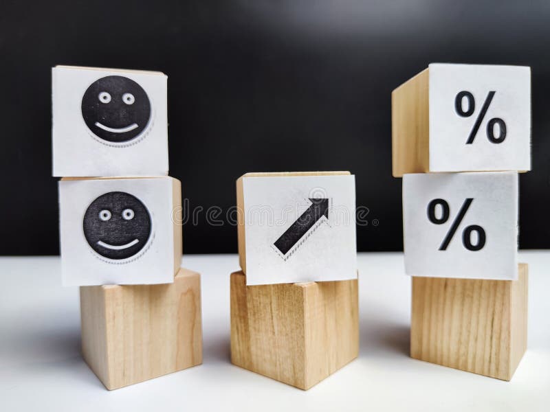 Wooden Cubes in a Column and a Row with White Signs with a Smiley Sign ... Wooden Cubes in a Column and a Row with White Signs with a Smiley Sign ...