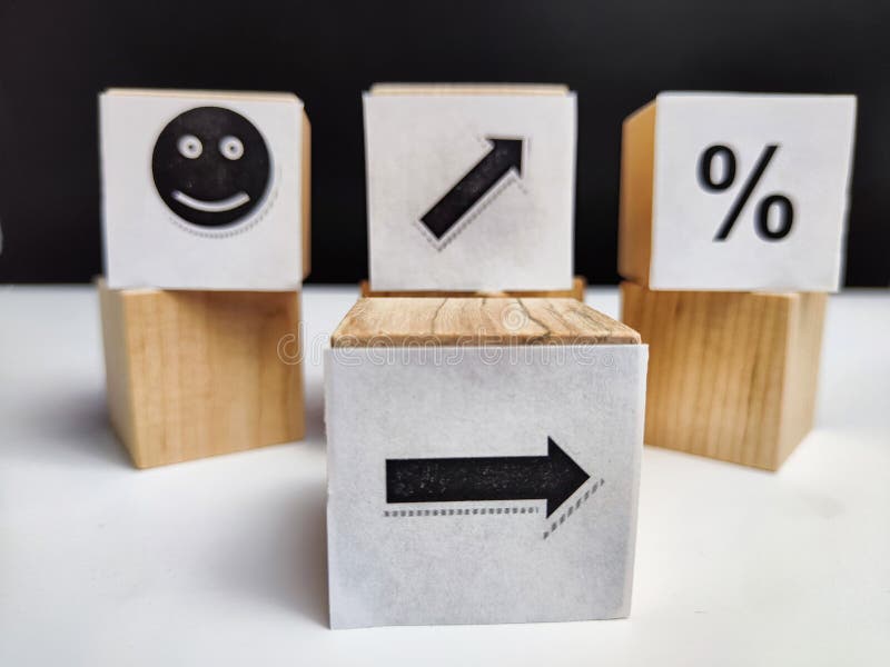 Wooden Cubes in a Column and a Row with White Signs with a Smiley Sign ... Wooden Cubes in a Column and a Row with White Signs with a Smiley Sign ...
