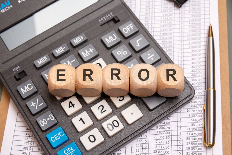 Wooden Cubes with ERROR Text on Calculator with Spreadsheets and ...