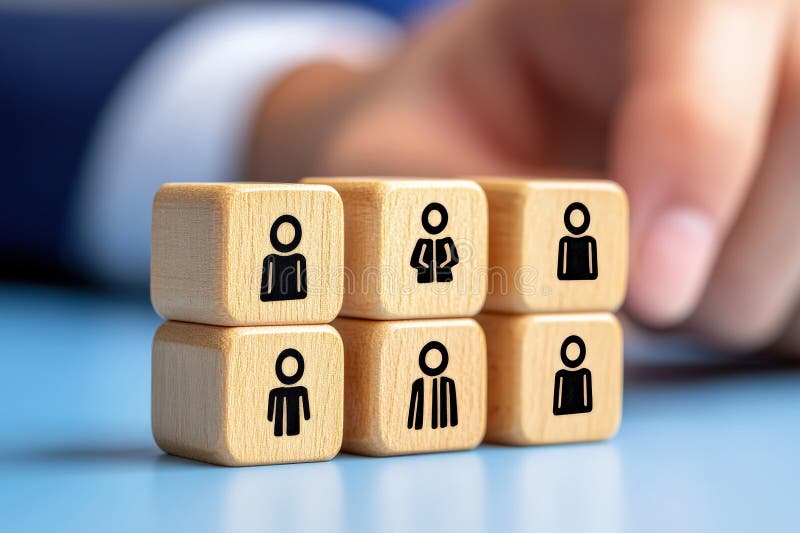Wooden Cubes Feature Diverse Human Figures Symbolizing Teamwork and ...