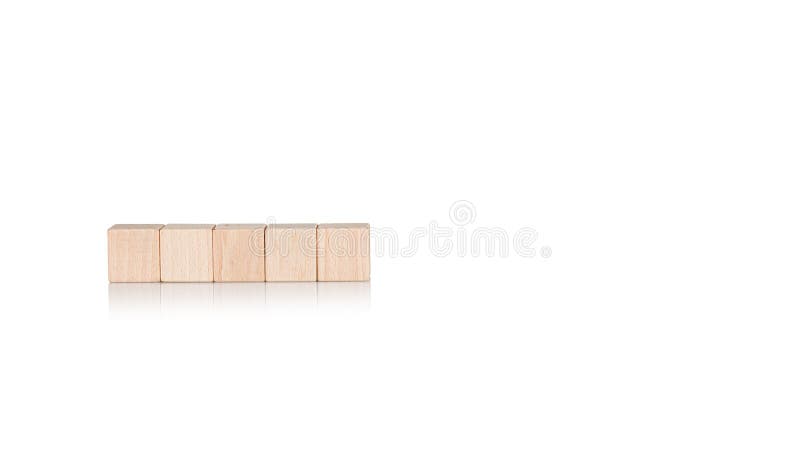 Wooden Cubes Five 5 Pieces on Isolate White Background Stock ...