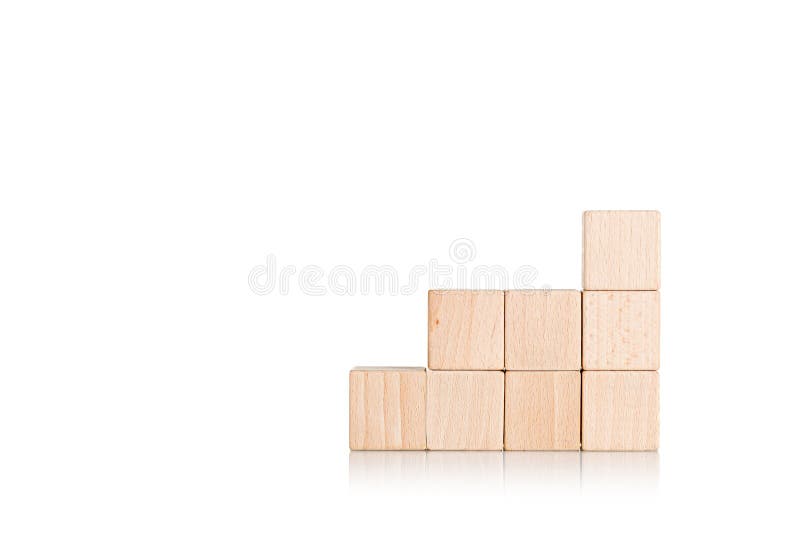 Wooden Cubes in the Form of a Ladder with a Hand on an Isolate White ...