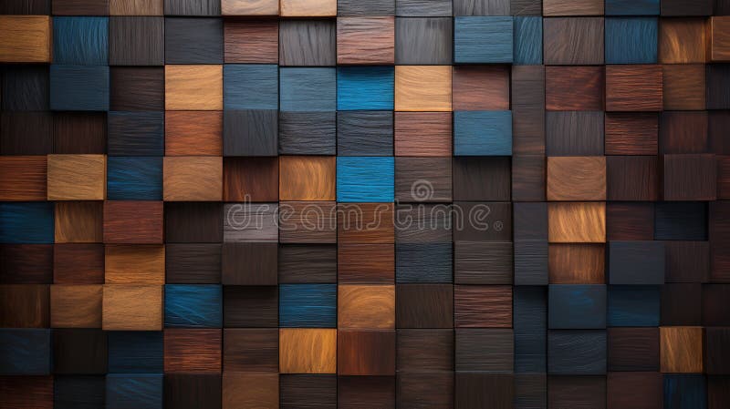 Wooden Cubes Form Uneven Wall Surface for Unique Interior Decor Stock ...