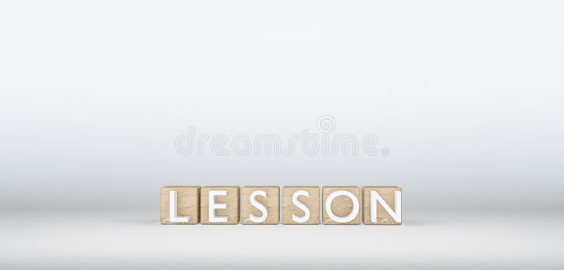 Wooden Cubes Lesson, Cubes with Text Lesson. 3D Work and 3D Image Stock Illustration ...