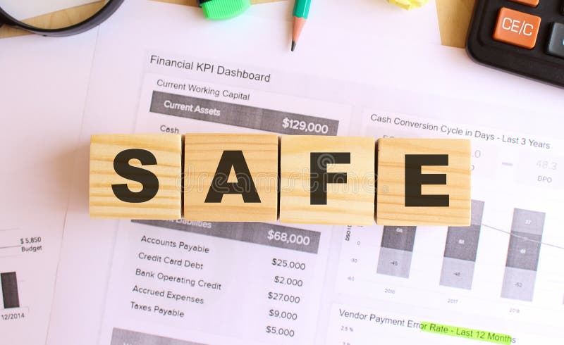 The Word SAFE Consists of Wooden Cubes with Letters, Top View on a ...