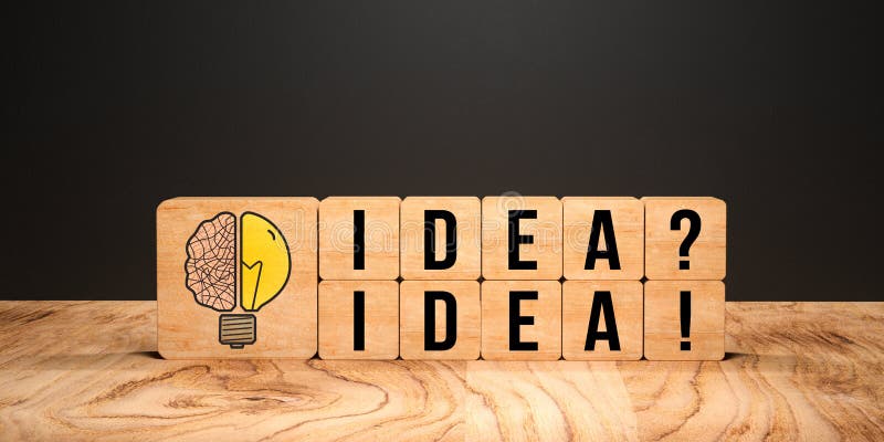 Wooden Cubes with Message IDEA? IDEA! in Front of a Black Wall - 3d ...
