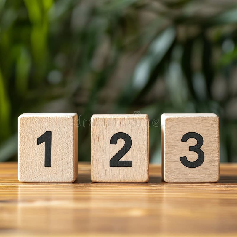 Wooden Cubes with Number One, 2, 3, 4, 5, 6, 7, 8 on a Wooden Table ...