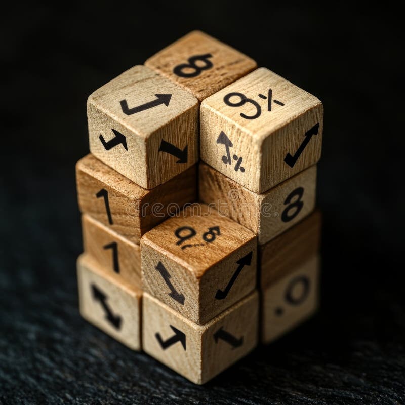 Wooden Cubes with Numbers on Black Background. 3d Illustration Stock Illustration - Illustration ...