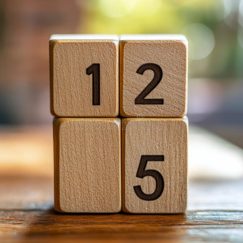 Wooden Cubes with Numbers on a Wooden Table and Blurred Background ...