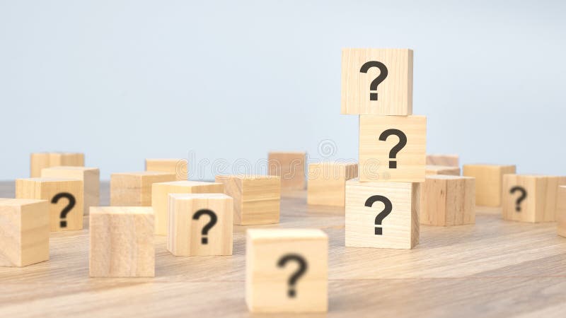 Wooden Cubes with Question Mark Mean What on Table Background Stock ...