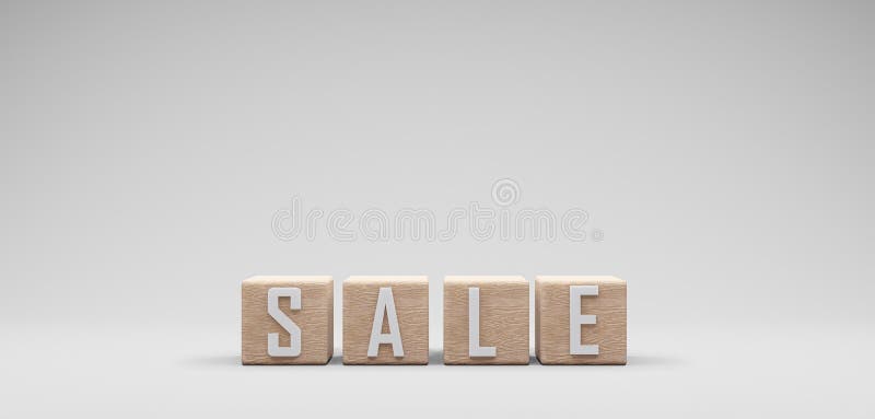 Wooden Cubes Sale, Cubes with Text Sale. 3D Work and 3D Image Stock ...