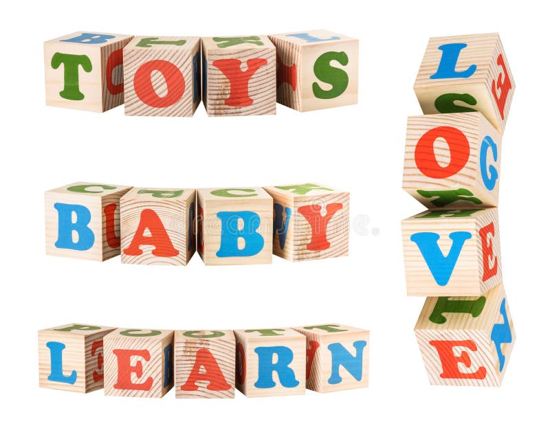 Wooden cubes. Blocks word stock photo. Image of game - 59776286