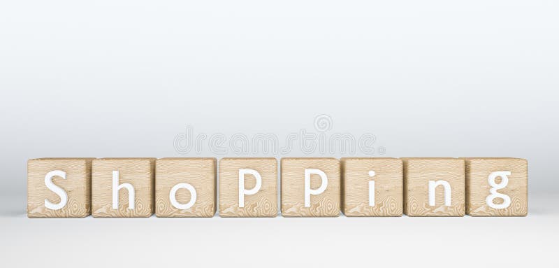 Wooden Cubes Shopping, Cubes with Text Shopping. 3D Work and 3D Image Stock Image - Image of ...