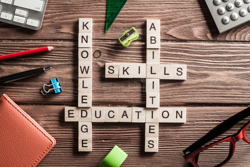 Conceptual Keywords on Wooden Table with Elements of Game Making ...