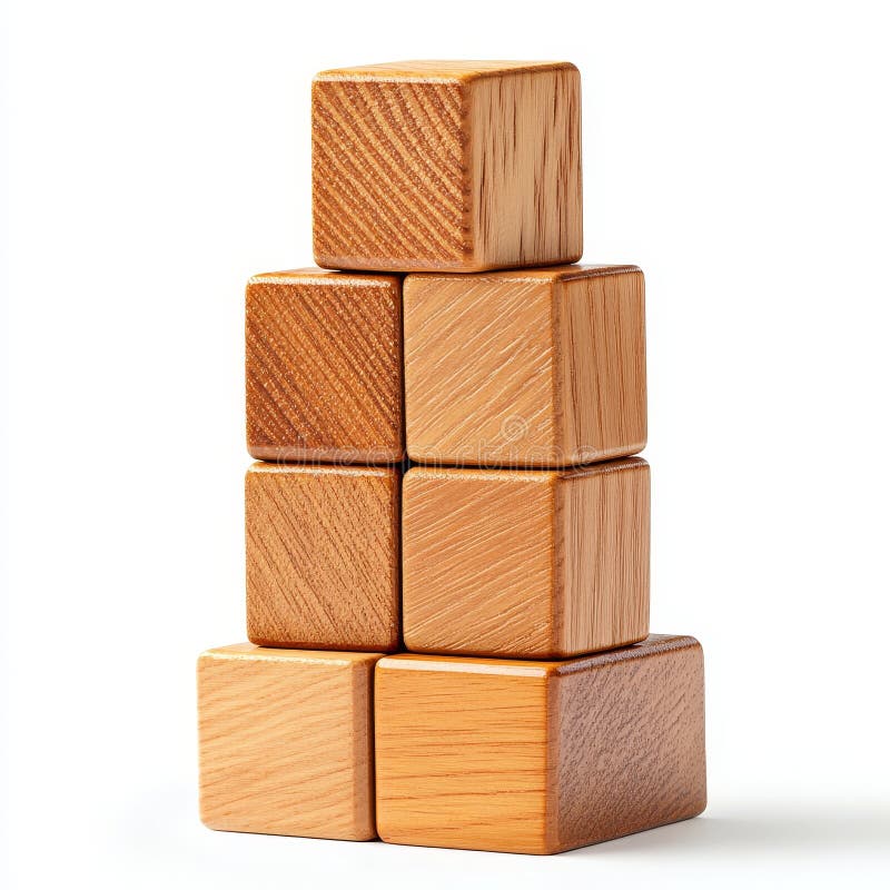 Wooden Cubes Stacked on Top of Each Other Isolated on White Background ...