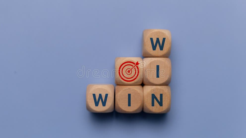 Wooden Cubes with Target Goal Icon and Win-win Situation. Wooden Cubes ...