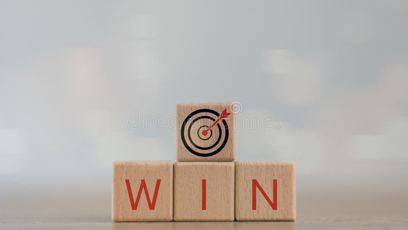Wooden Cubes with Target Goal Icon and Win Situation. Wooden Cubes ...
