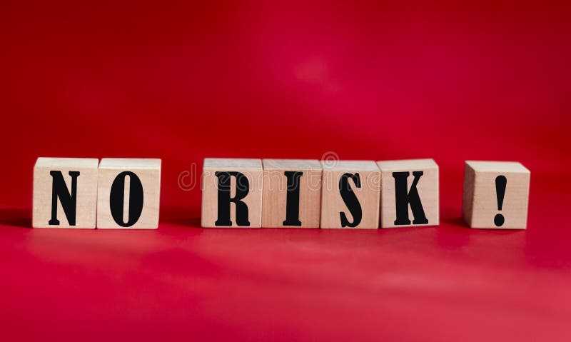 Wooden Cubes with the Text NO RISK on a Red Background. Negative Answer ...