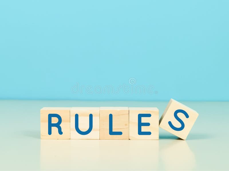 Wooden Cubes Written Rules on Blue Background. Stock Image - Image of ...