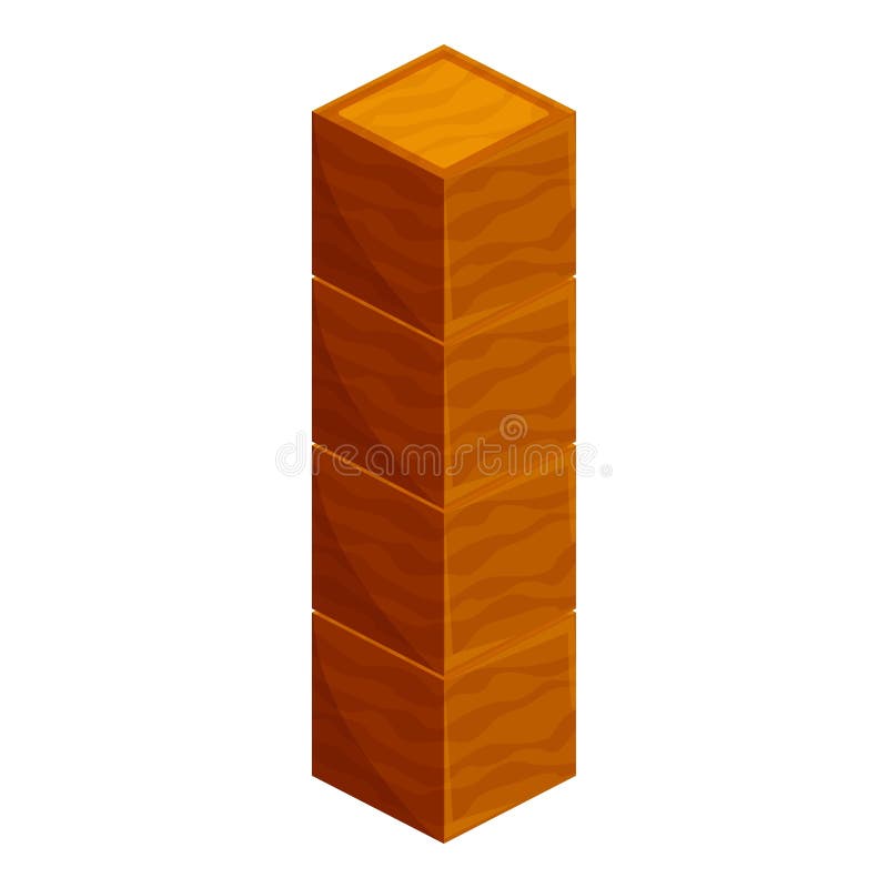 Wooden Cubic Tower Standing Tall on White Background Stock Illustration ...