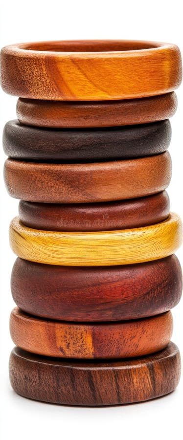 Wooden Curtain Rod Rings Arranged on a Transparent Backdrop. Stock ...