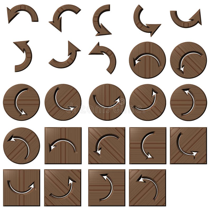 Wooden Curve Arrow Buttons Stock Illustrations – 4 Wooden Curve Arrow ...
