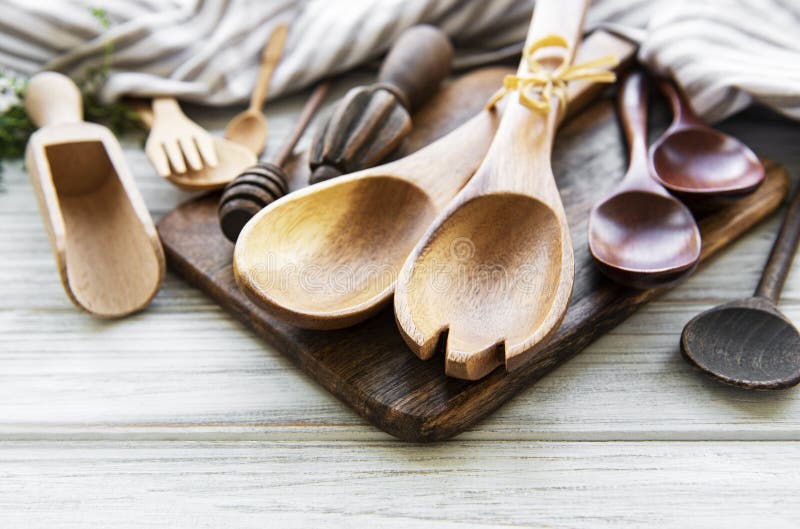 Wooden Cutlery Kitchen Ware Stock Photo - Image of accessories ...