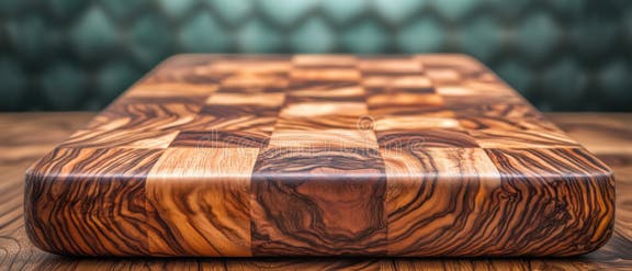 A Wooden Cutting Board with a Checkerboard Pattern. Stock Image - Image ...