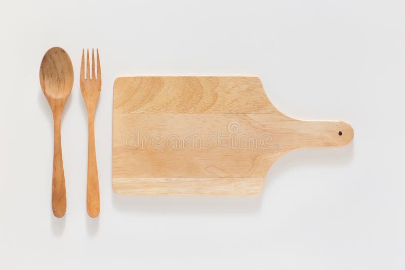 Wooden Cutting Board and Fork Stock Photo - Image of spoon, closeup ...