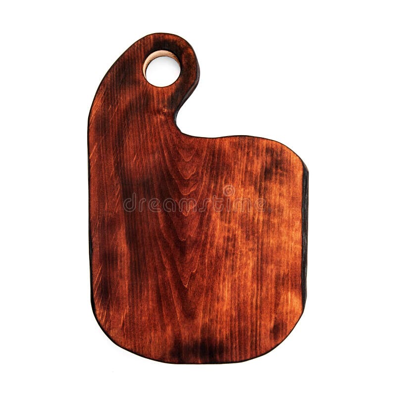 Wooden Cutting Board Isolated on White Background, Top View Stock Photo ...