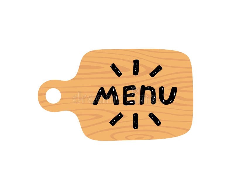 Wooden Cutting Board with Lettering Menu Vector Illustration Stock ...