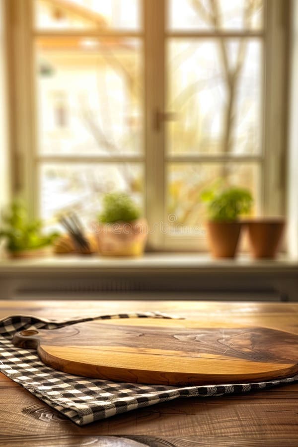 A Wooden Cutting Board Sitting on Top of a Wooden Table Stock Image ...