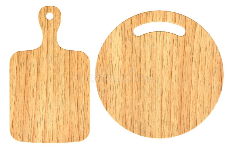 Wooden Cutting Boards, Rectangular and Round. 3D Rendering Stock ...