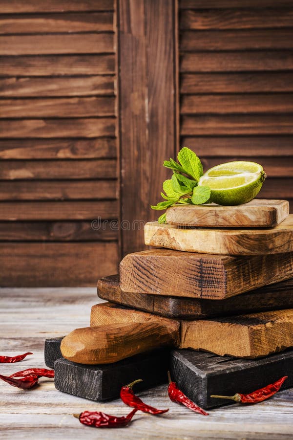 Wooden cutting boards stock image. Image of cutlery - 144255707