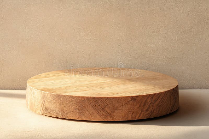 Wooden Cylinder Platform with Texture Sandy Walls, Subtle Shadows ...