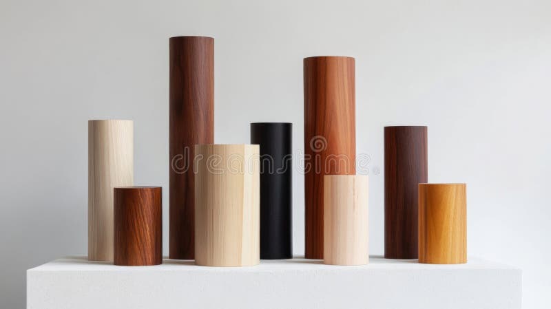 Wooden Cylinders on White Surface Stock Illustration - Illustration of ...
