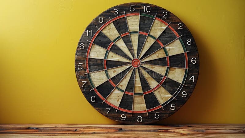 Wooden Dart Board Mounted on a Wall Stock Photo - Image of skill ...