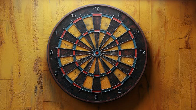 Wooden Dart Board Mounted on a Wall Stock Photo - Image of sections ...