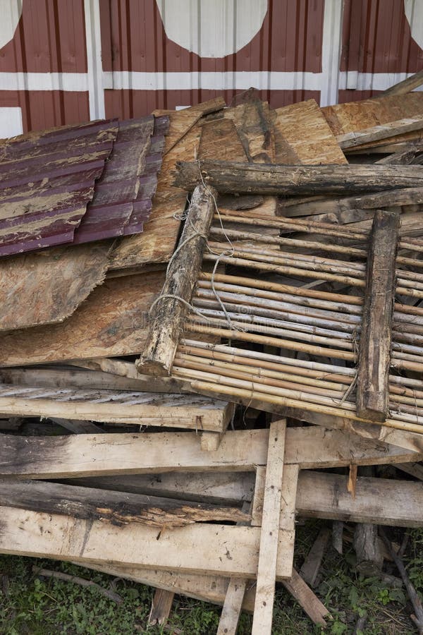 Wooden Debris at the Yard, Boards and Plates Stock Photo - Image of ...