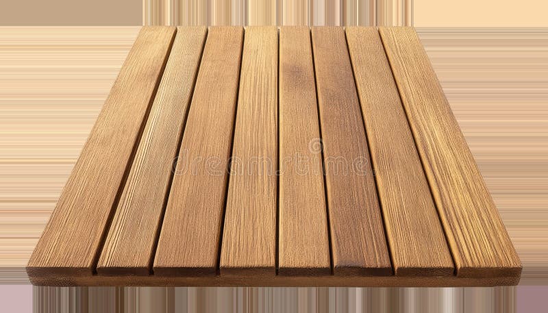 Wooden Deck Board with Parallel Planks, Isolated View. Natural ...