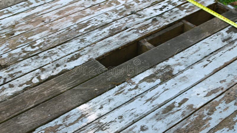 Wooden Deck with Missing Wood Boards Stock Video - Video of hammer ...
