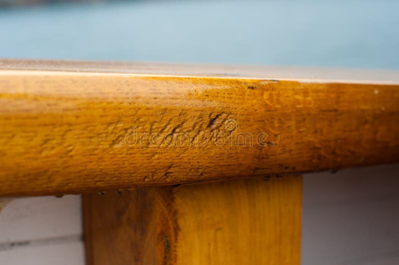 Wooden Deck Railing of an Old Fishing Boat.. Stock Photo - Image of ...