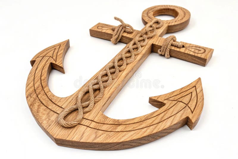 Wooden Decorative Anchor Isolated on White Background. Top View Stock ...