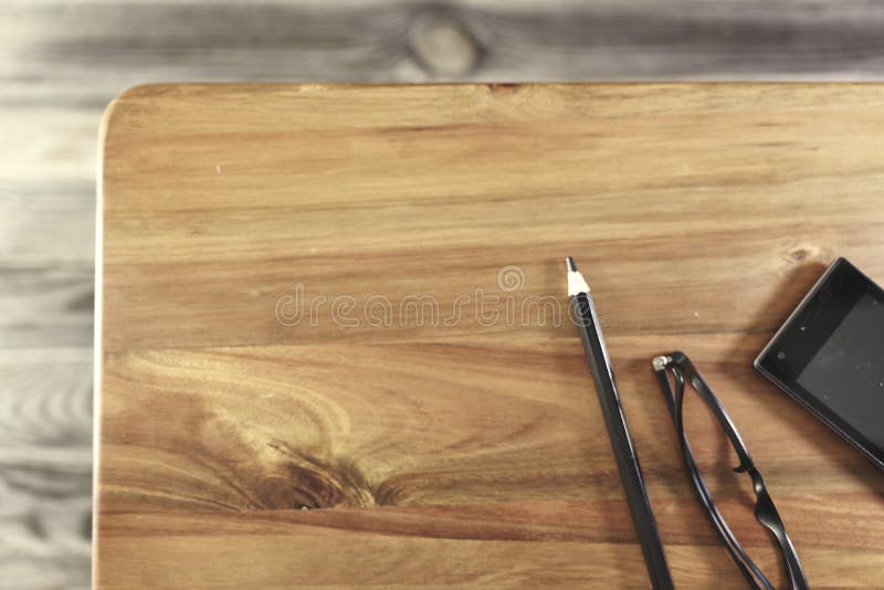 Wooden Desk from Above stock photo. Image of element - 231418430