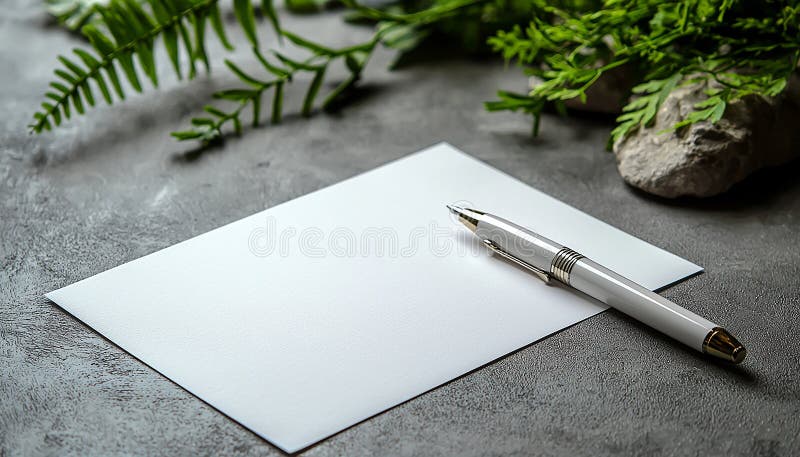 Wooden Desk with Blank Paper for Writing Ideas Generated by AI Stock ...