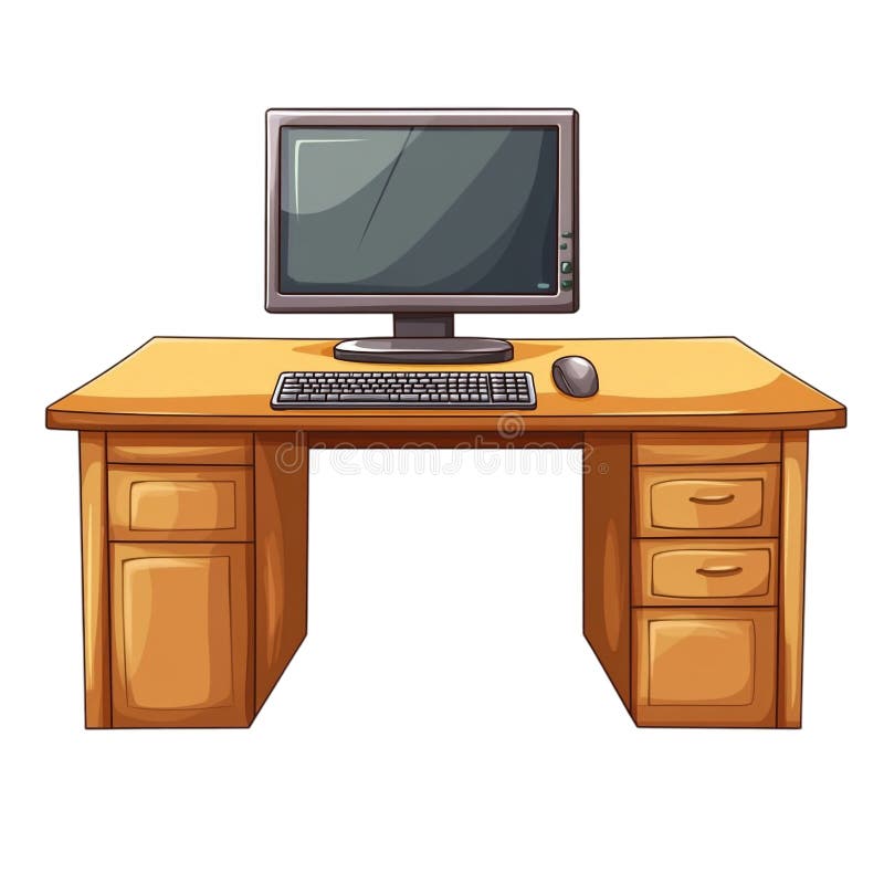 Wooden Desk with Computer Keyboard and Mouse a Simple Workspace Setup ...