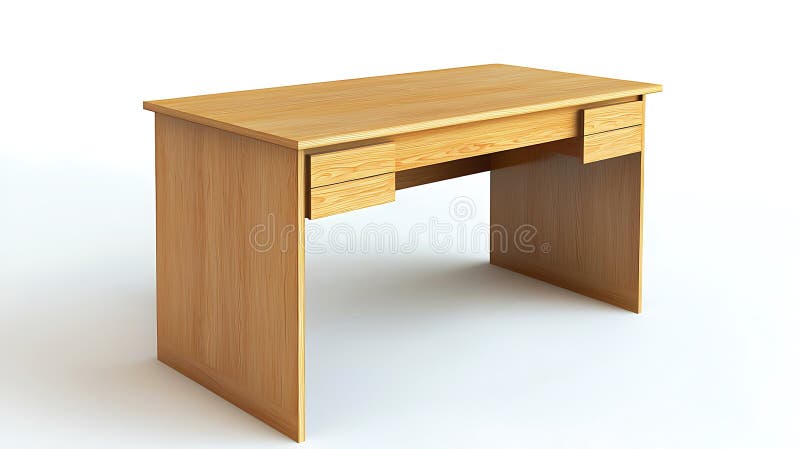 A Wooden Desk with Drawers Sits on a White Background Stock Photo ...