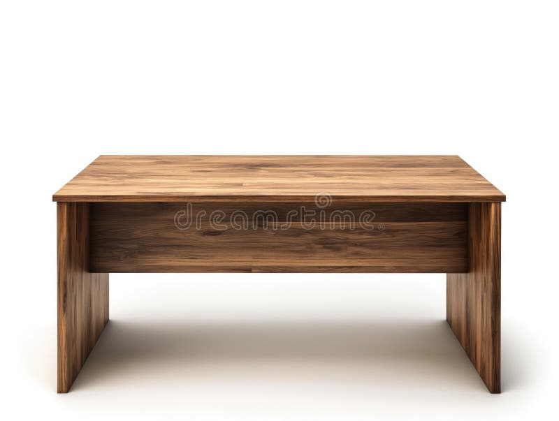 Wooden Desk Isolated on White Backdrop Stock Image - Image of wooden ...