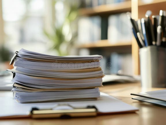 Wooden Desk Papers stock image. Image of wood, desk - 372940983