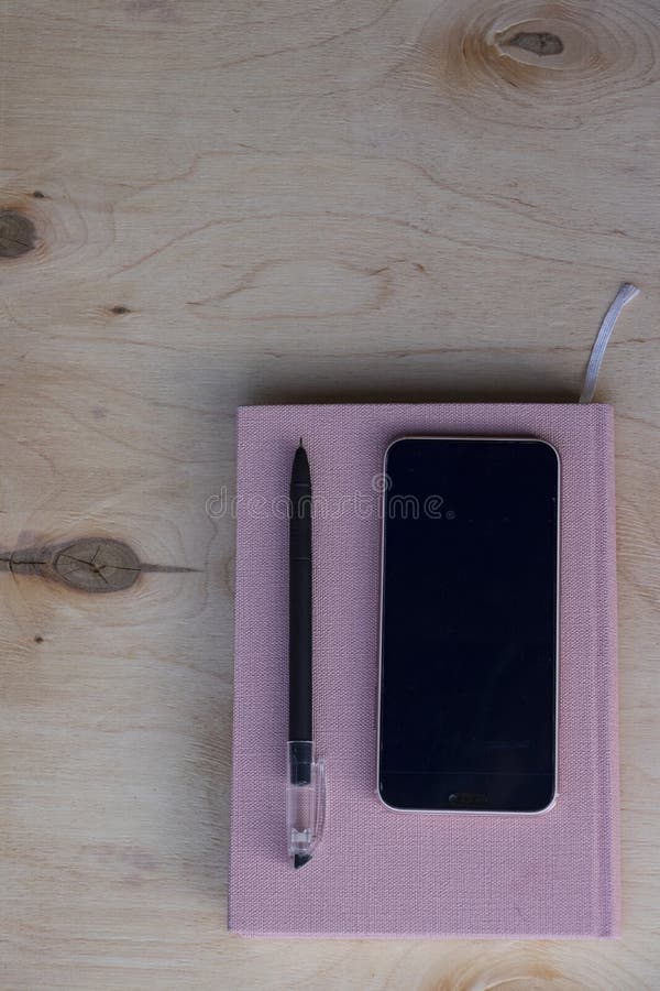 Wooden Desktop with Keyboard, Diary and Pen, Glasses for the Computer ...